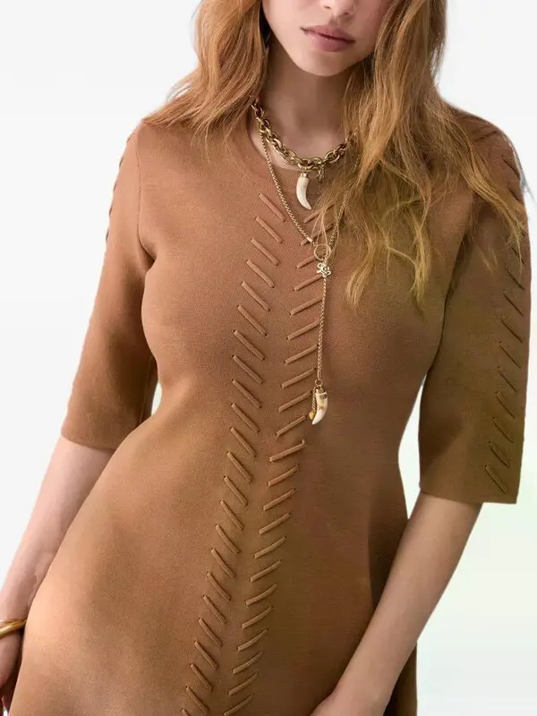 Liu Jo Knit Fit & Flare Dress With Crossover Sleeve Detail