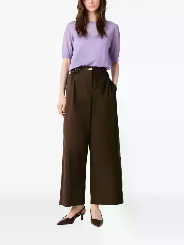 Maje Belted Wide Trousers - Brown