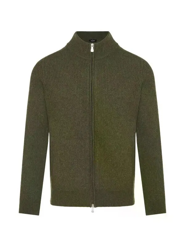 GRAN SASSO Ribbed-knit Zip-up Sweater - Green