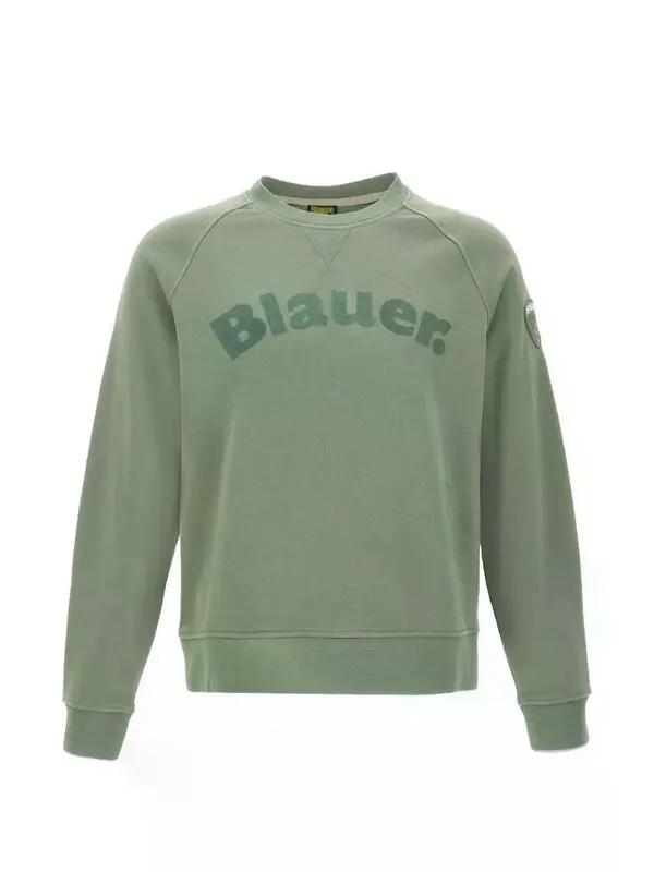 BLAUER. Logo-print Raglan-sleeve Sweater - Green