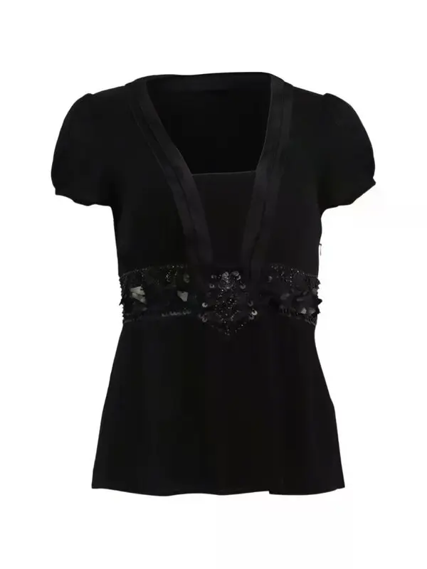 Etro Sequin-embellished Short-sleeve Blouse - Black