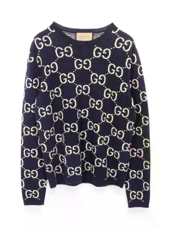 Gucci Gg Jacquard Crew Neck Long Sleeve Sweater