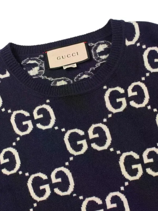 Gucci Gg Jacquard Crew Neck Long Sleeve Sweater