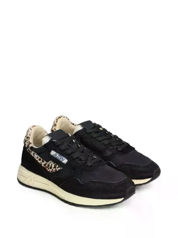 AUTRY Reelwind Low Leopard-print Panelled Sneakers - Black