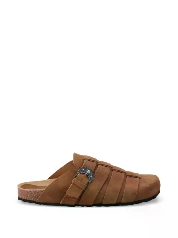 TAJI Buckle-fastening Cage Mules - Brown