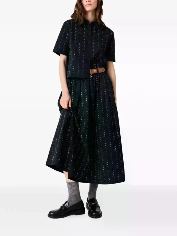Maje Embellished A-line Midi Skirt - Blue