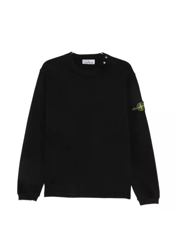 Stone Island Logo-patch Shoulder-button Sweatshirt - Black