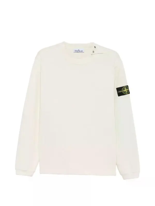 Stone Island Logo Patch Crew Neck Sweater - Neutrals