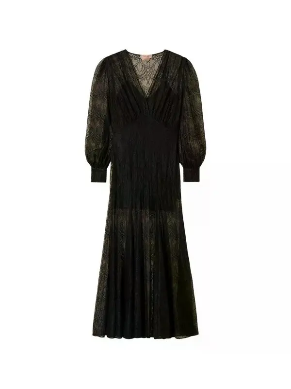 TWINSET Valenciennes Lace Long Dress - Black