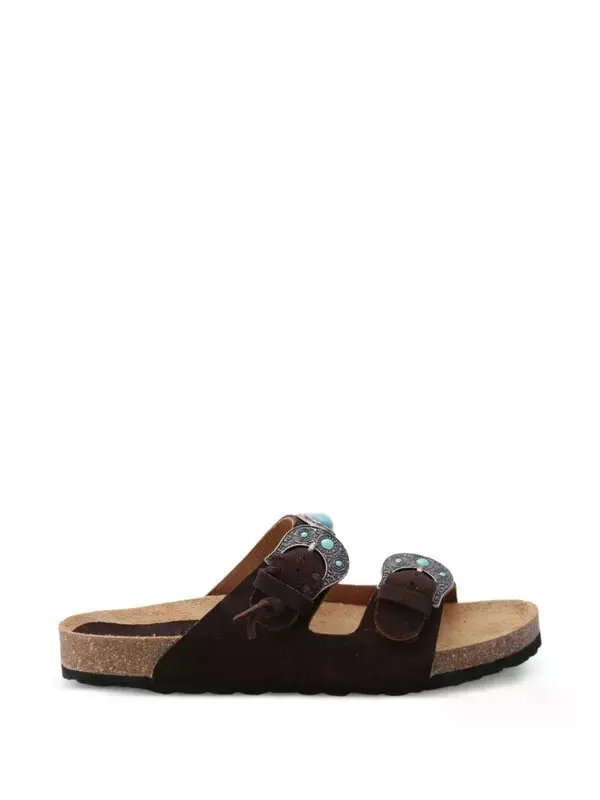 TAJI Suede Buckle Sandals