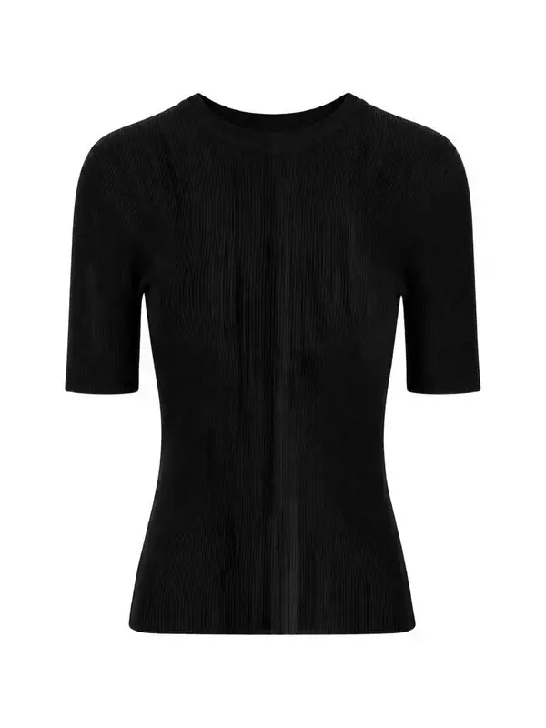 P.a.r.o.s.h Ribbed-knit Short-sleeve T-shirt - Black