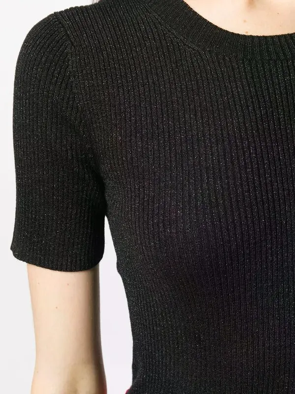 P.a.r.o.s.h Ribbed-knit Short-sleeve T-shirt - Black