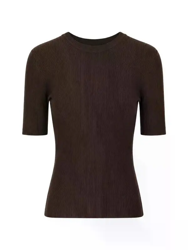 P.a.r.o.s.h Ribbed-knit Short-sleeve T-shirt - Brown