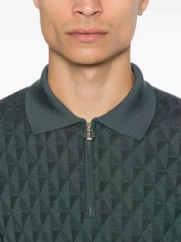 Stefano Ricci Geometric-pattern Zip-fastening Polo Shirt