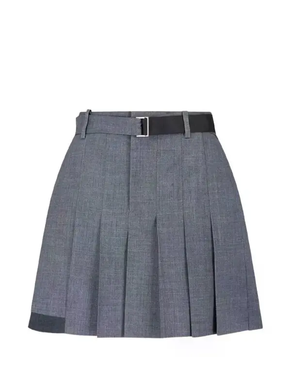 Sacai Pleated Suiting Shorts With Belted Waist - Grey