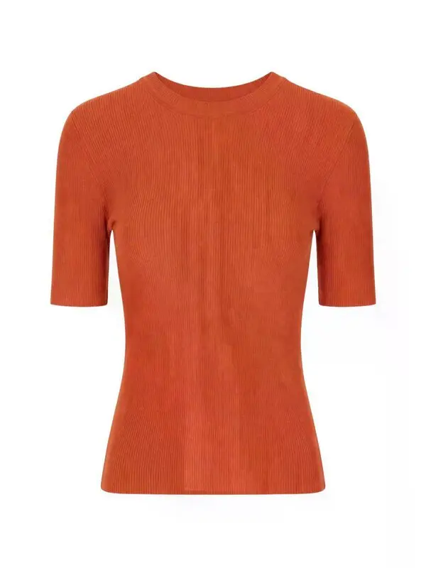 P.a.r.o.s.h Ribbed-knit Short-sleeve T-shirt - Orange