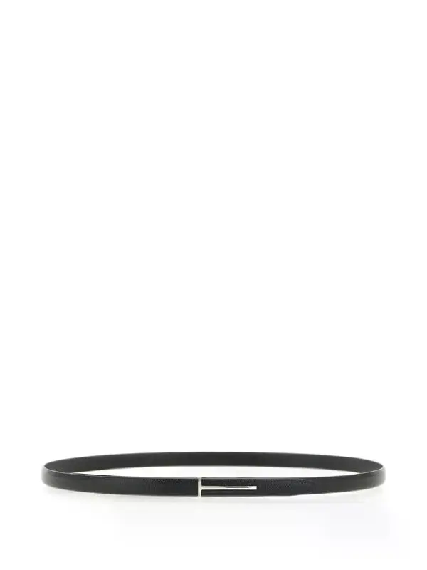 TOM FORD Hammered-leather T Slim Belt - Black
