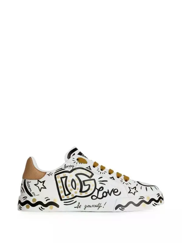 Dolce & Gabbana Calfskin Portofino Sneakers - White