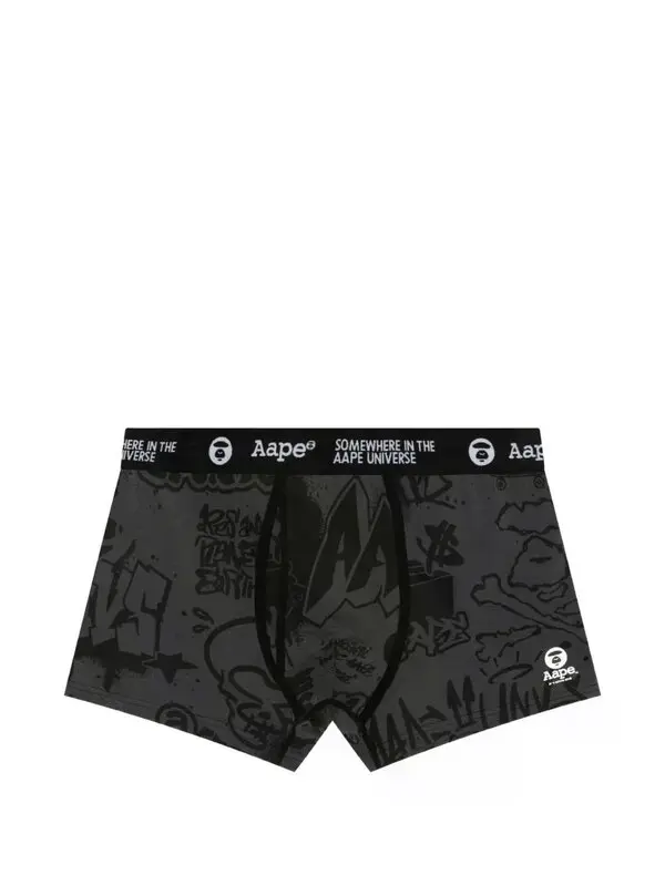 AAPE BY *A BATHING APE Moonface Graffiti-print Boxers - Black