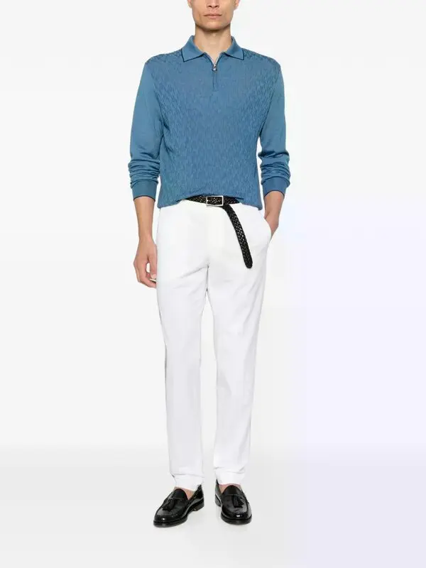 Stefano Ricci Geometric-pattern Zip-fastening Polo Shirt