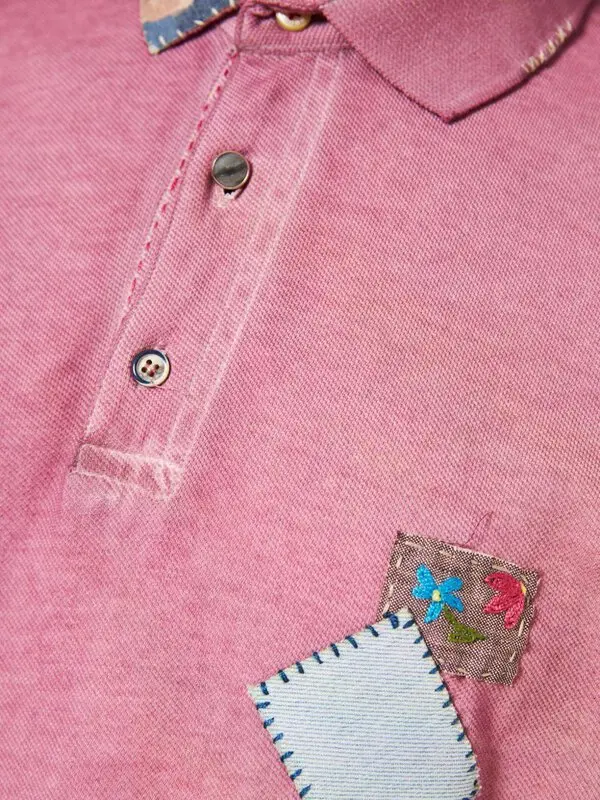 BOB Patchwork Polo Shirt - Pink