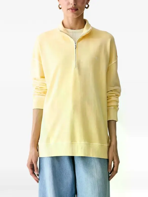 Gant Quarter-zip Logo-embroidered Sweater - Yellow