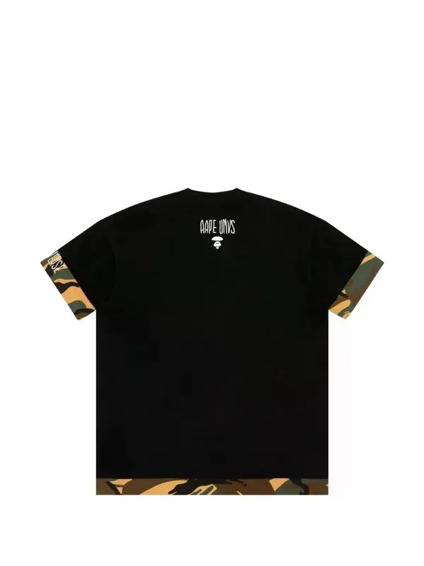 AAPE BY *A BATHING APE Moonface Camouflage-trim T-shirt - Black