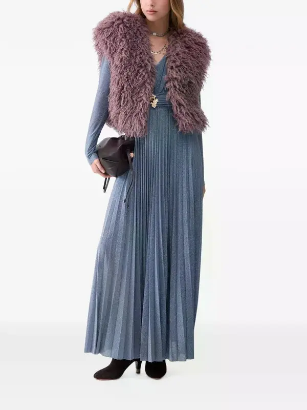 Liu Jo Long Pleated Lurex Dress - Blue