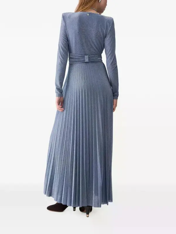 Liu Jo Long Pleated Lurex Dress With Jewelled Waist Accessory