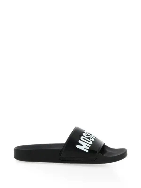 Moschino Logo-embossed Slides - Black