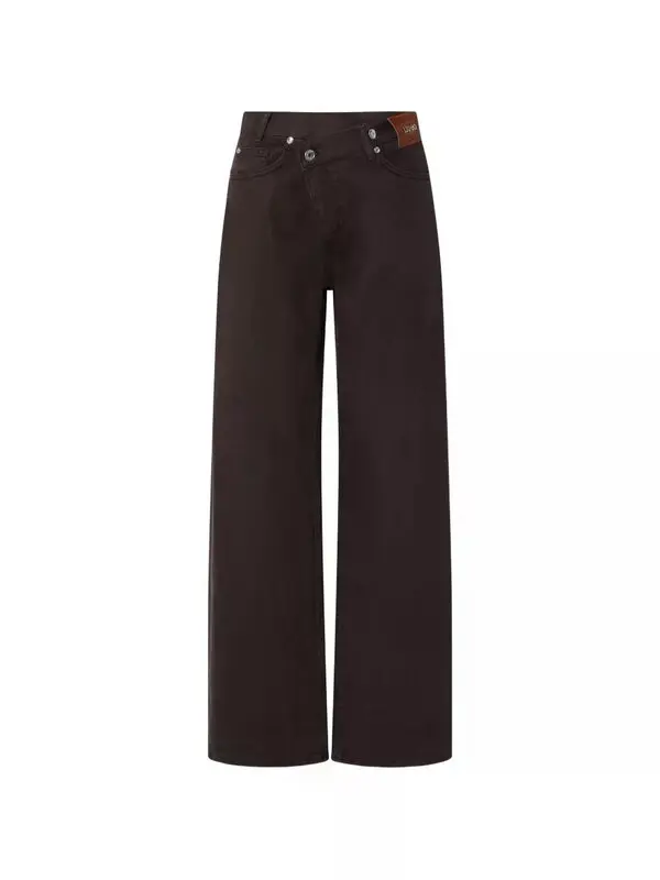 Liu Jo Straight Trousers With Asymmetrical Waistband - Brown