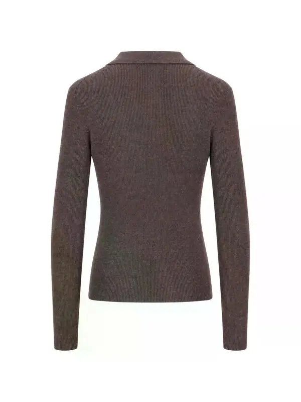 P.a.r.o.s.h Ribbed-knit Polo Top - Brown