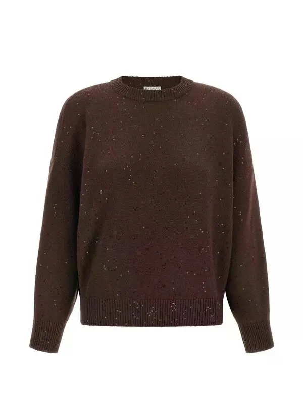 Brunello Cucinelli Diamante Sequin-embellished Sweater - Brown