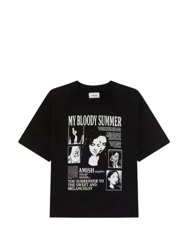 AMISH SUPPLIES Graphic Print Cropped T-shirt - Black