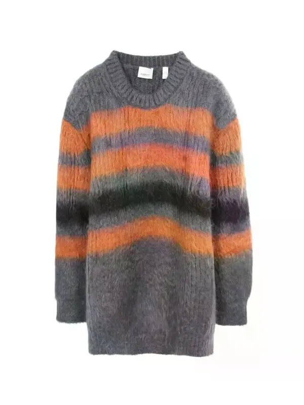 Burberry Striped Intarsia Knit Sweater - Grey