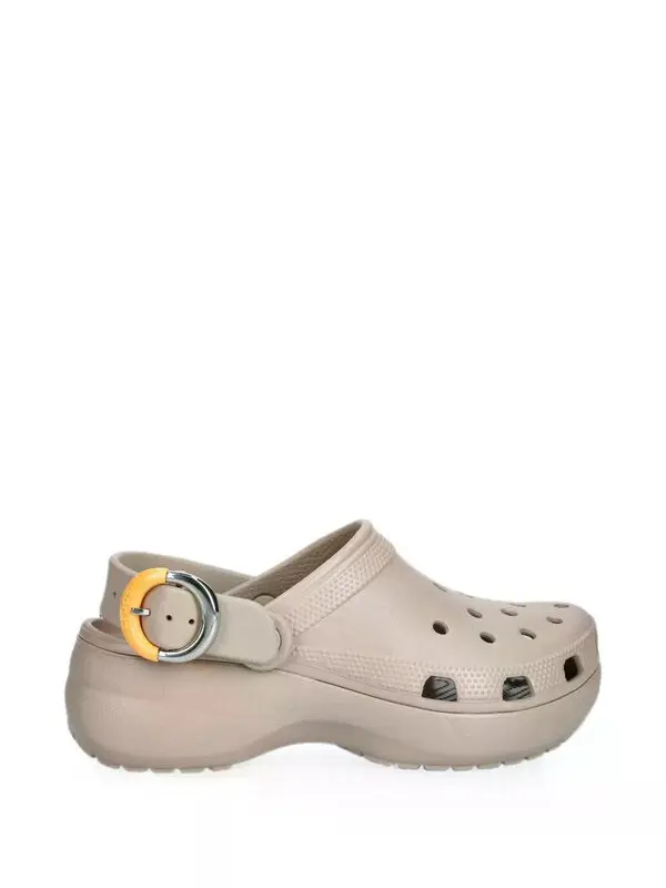 CROCS Platform Dipped Buckle Slingback Mules - Neutrals