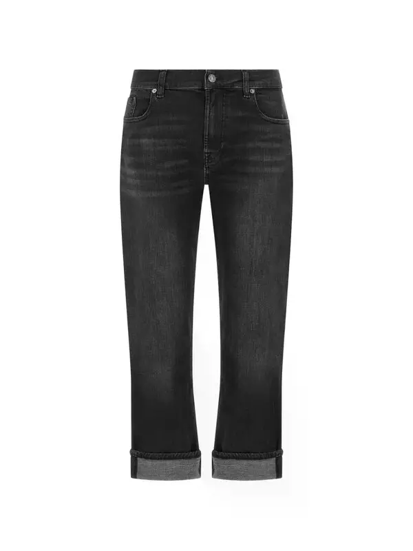 7 For All Mankind Relaxed Skinny Turned-up Jeans - Black