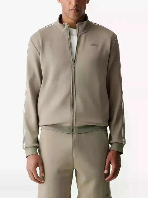 Guess Zip-up Sweatshirt With Side Stripe Detailing - Green