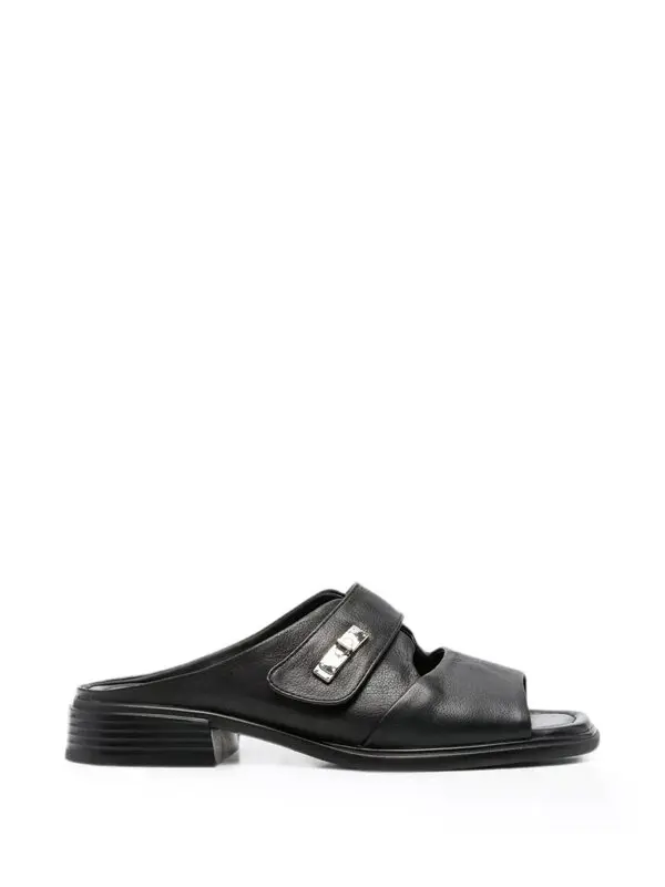 SERGIO MORETTI FIRENZE Turn-lock Leather Sandals - Black
