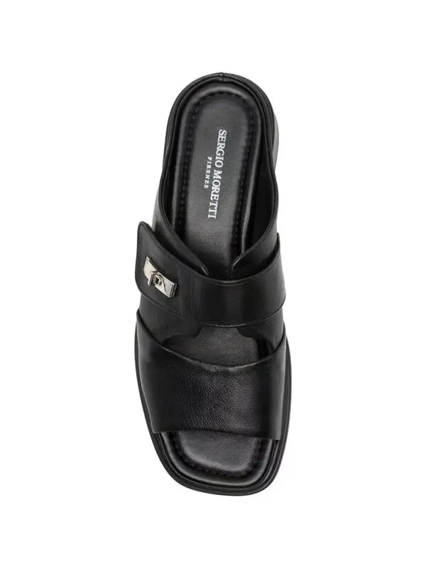 SERGIO MORETTI FIRENZE Leather Turn-lock Sandals