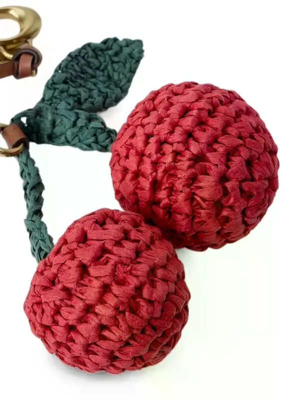 COACH Woven Cherry-motif Bag Charm