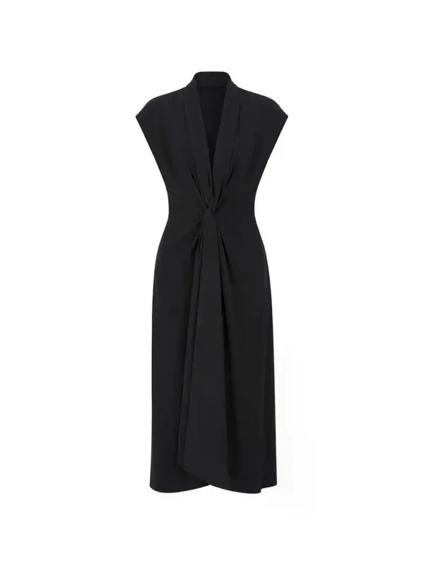 HANITA Knot-detail Draped Midi Dress - Black