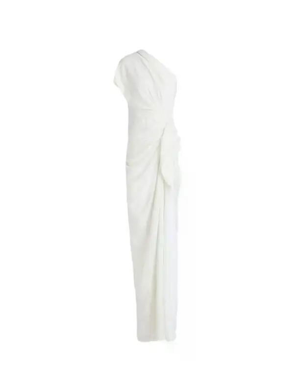 RHEA COSTA Elena One-shoulder Draped Gown - White