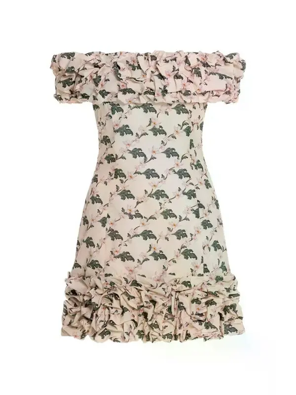 Agua Bendita Jardin Anhelo Ruffled Mini Dress - White