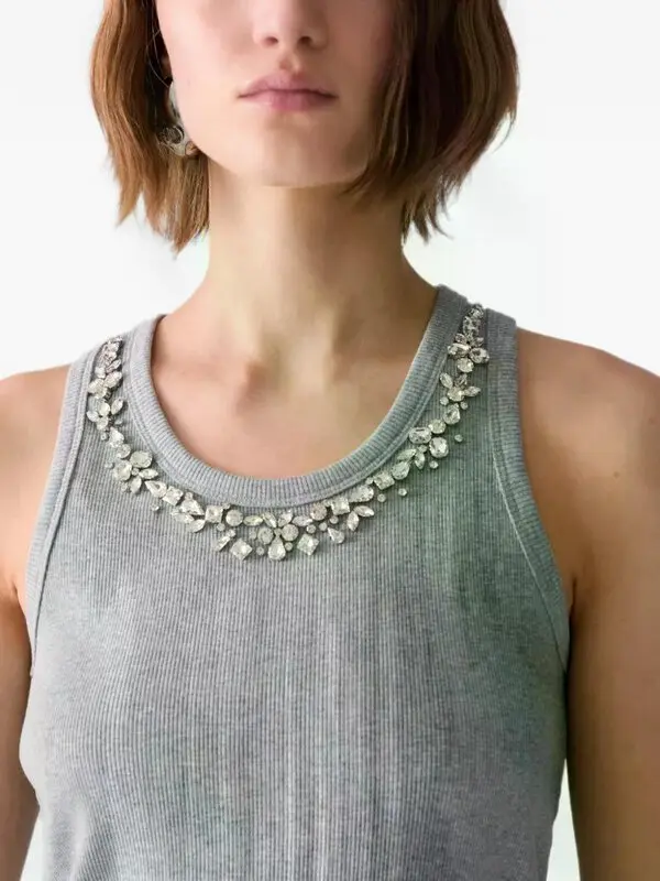 Liu Jo Ribbed Tank Top With Embellished Neckline