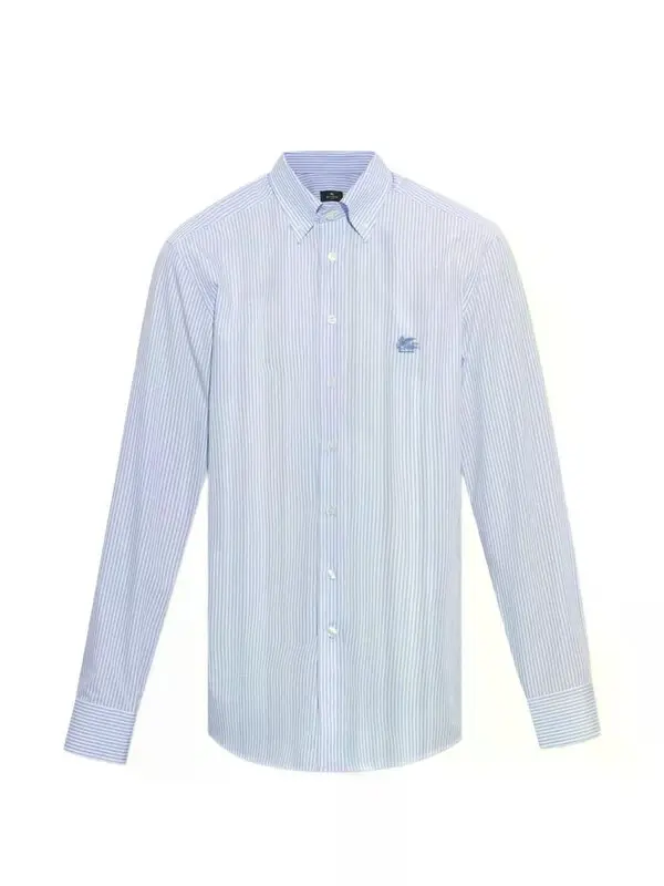 Etro Stripe-pattern Embroidered-logo Shirt - White