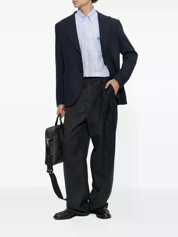 Etro Stripe-pattern Embroidered-logo Shirt