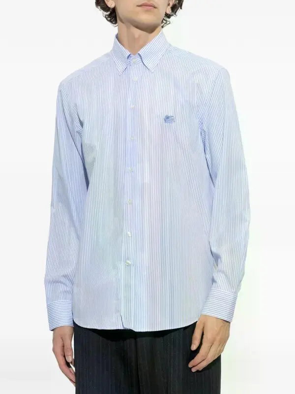Etro Stripe-pattern Embroidered-logo Shirt
