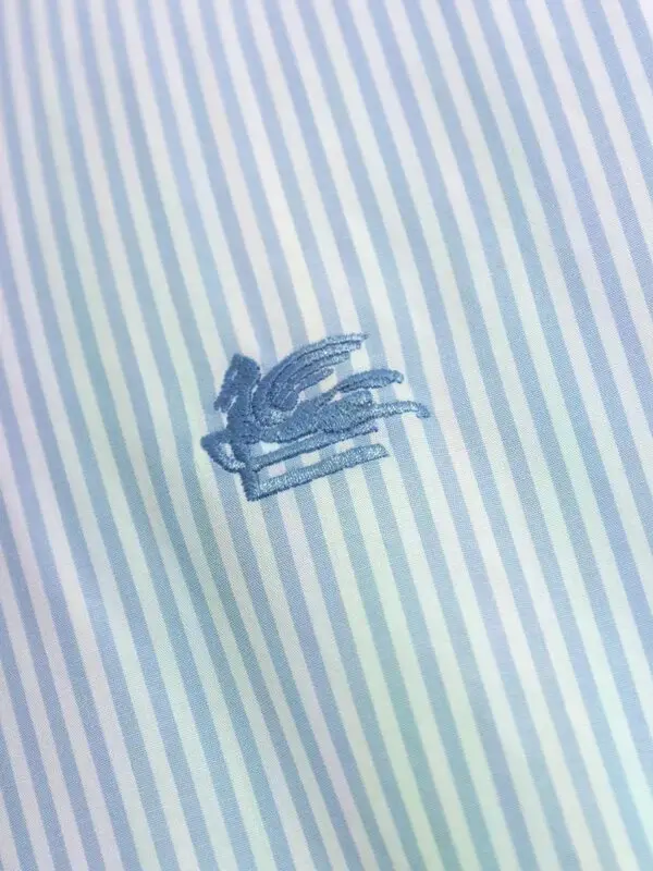 Etro Stripe-pattern Embroidered-logo Shirt