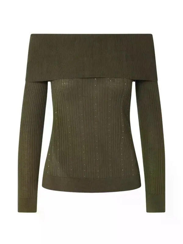 Liu Jo Wool Sweater With Bardot Neckline - Green